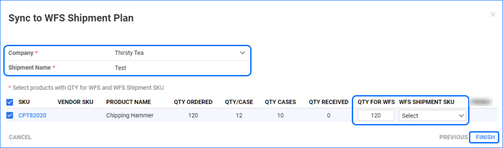 Link PO to WFS Shipment Plan - Sellercloud Help