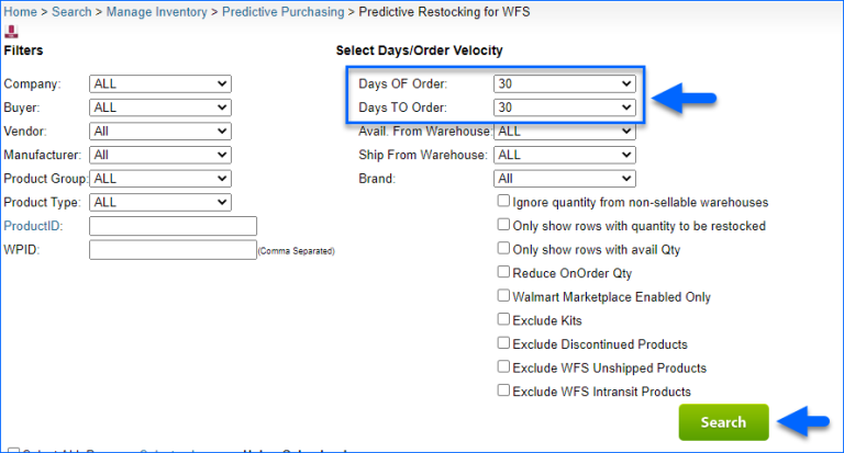 Predictive Restocking for WFS - Sellercloud Help