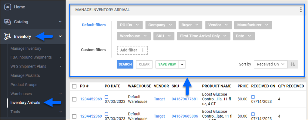 Inventory Arrivals - Sellercloud Help