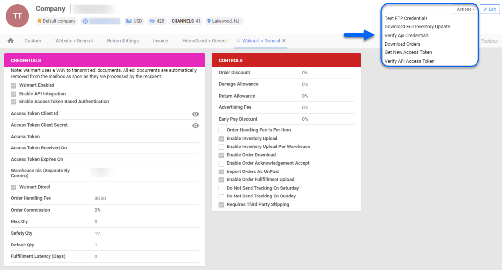 Walmart DSV Account Settings Configuration - Sellercloud Help