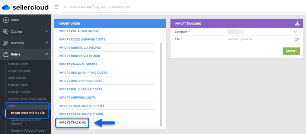 Tracking Import for Orders and POs - Sellercloud Help