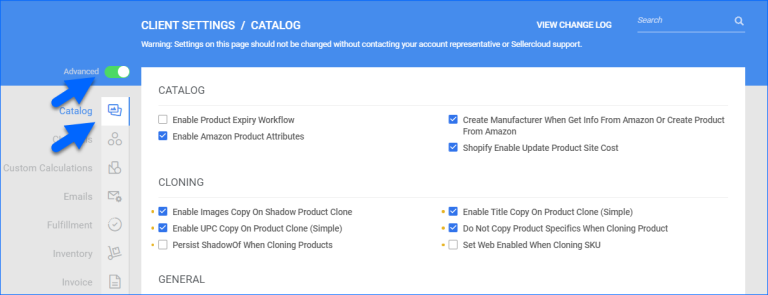 Catalog Client Settings - Sellercloud Help