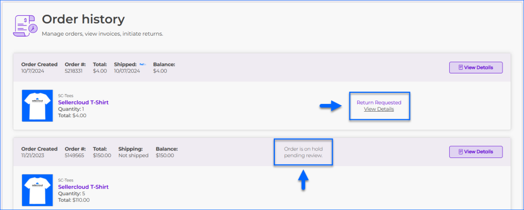 Orderback: Orders and Returns Portal - Sellercloud Help